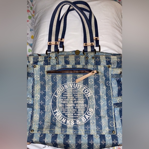 Louis Vuitton | Bags | Vintage Louis Vuitton Denim Trunks And Bags Tote ...
